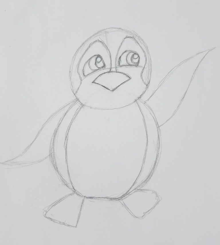 How to Draw a Cartoon Penguin (step by step) - Art by Ro