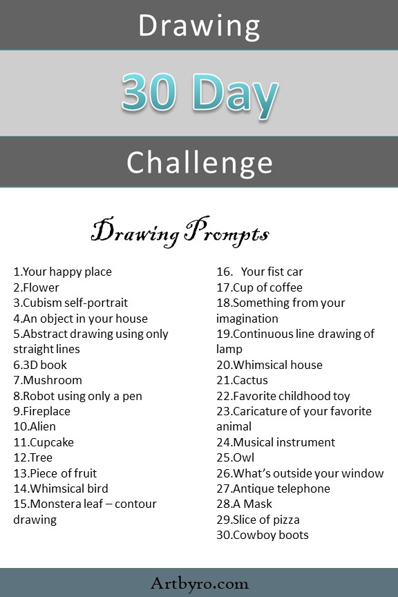 30 Day Drawing Challenge for Beginners - Art by Ro
