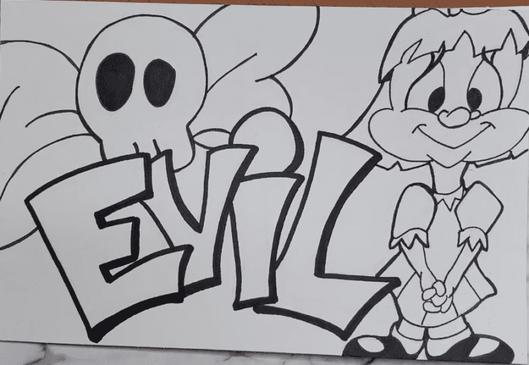 How to Draw "Evil" in Graffiti (step by step) - Art by Ro